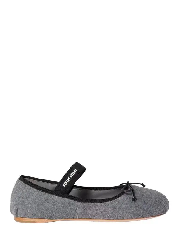 Miu Miu Bow-embellished Elastic-strap Ballet Flats - Grey