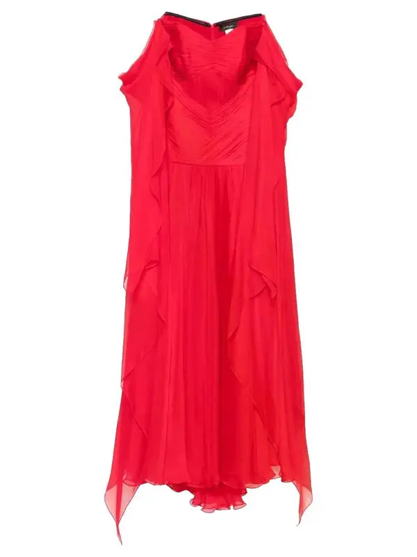 M.MARQUISE Monica Pleated Ruffled Dress - Red