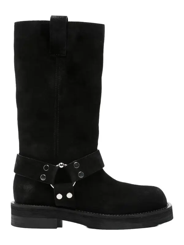 3JUIN Demi Buckle-strap Suede Boots - Black