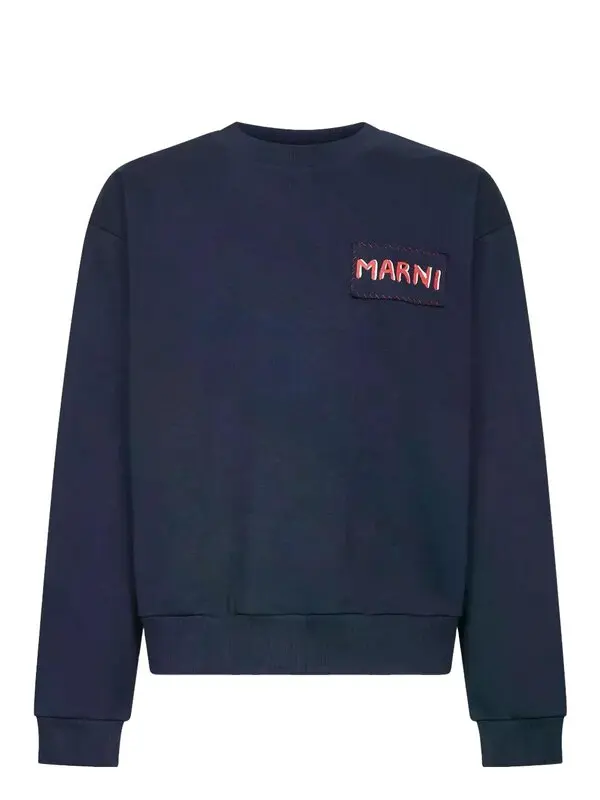 Marni Embroidered-logo Crew-neck Sweater - Blue