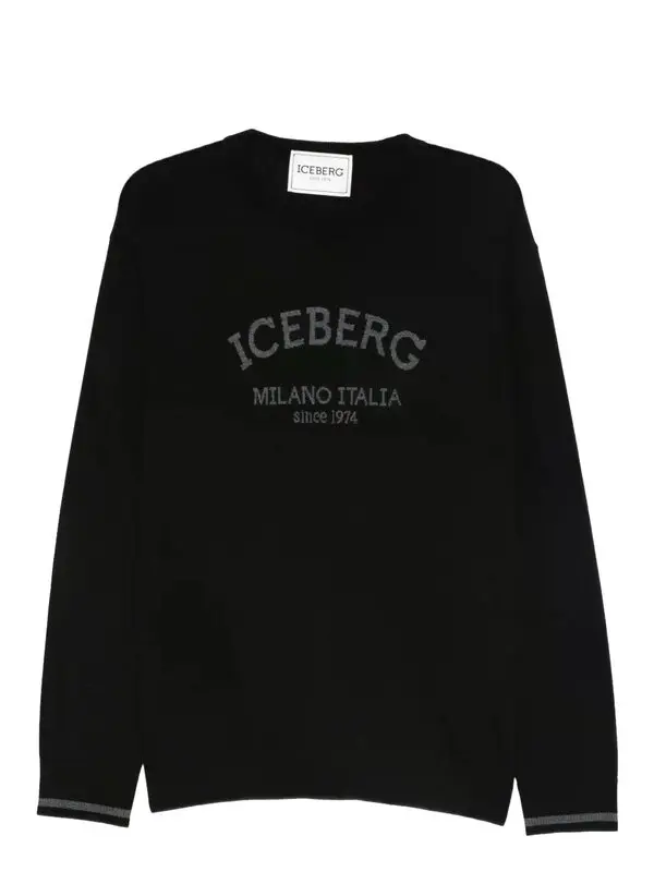 Iceberg Logo-embroidered Wool Sweater - Black