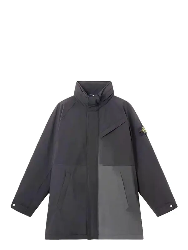 Stone Island High-neck Patch-pocket Coat - Blue