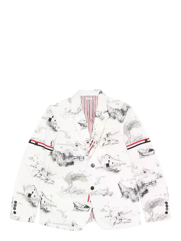 Thom Browne Illustration-print Blazer - White