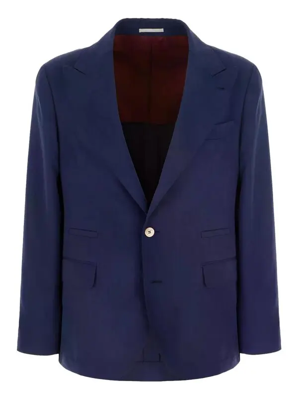 Brunello Cucinelli Single-breasted Silk Jacket - Blue
