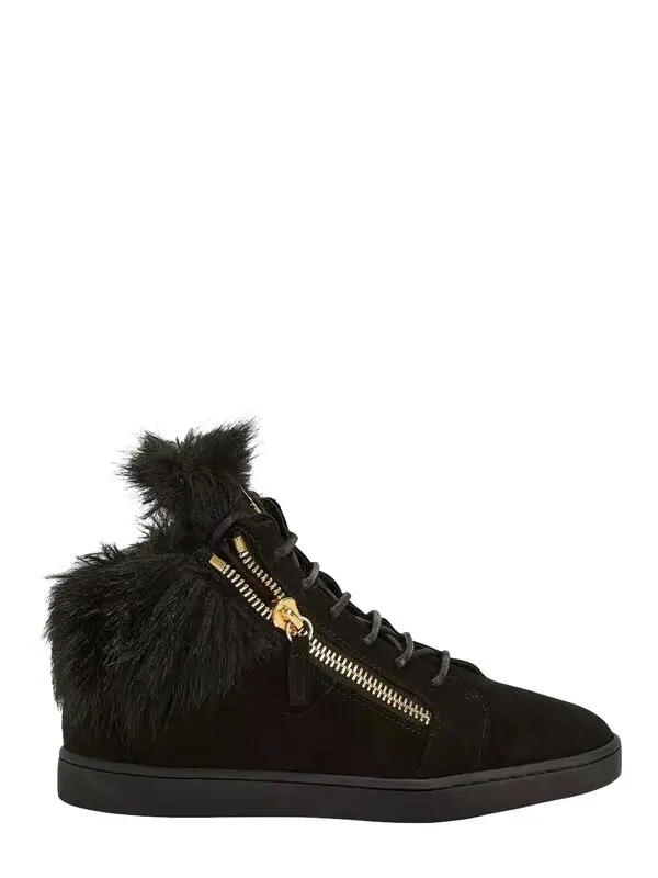 GIUSEPPE ZANOTTI Kriss Fur-trimmed Zip-up Sneakers - Black