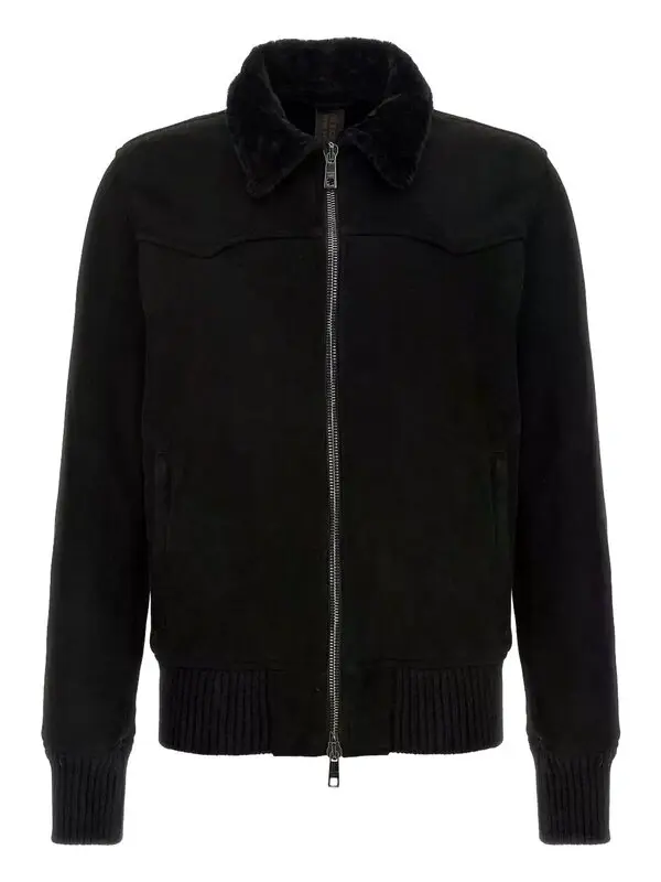 GIORGIO BRATO Lambskin Bomber Jacket - Black