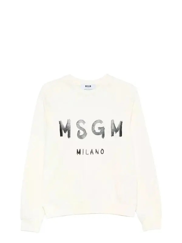 MSGM Logo-embroidered Cotton Sweatshirt - White