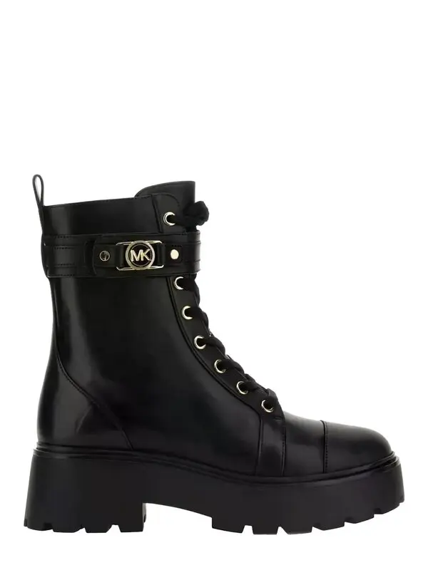 Michael Kors Buckle-strap Lace-up Combat Boots - Black