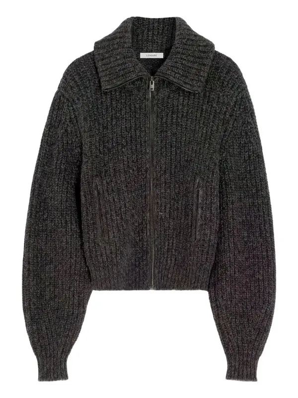 LEMAIRE Ribbed Zip-up Cardigan - Brown
