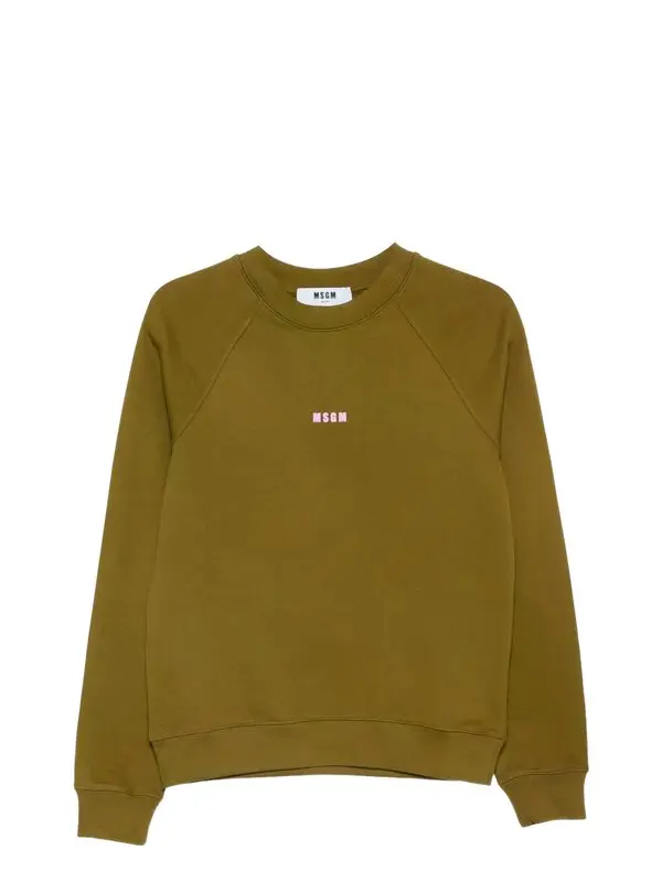 MSGM Raglan-sleeve Logo Sweatshirt - Green