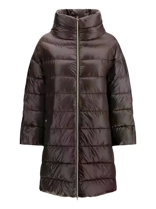 Herno Quilted High-collar Coat - Brown
