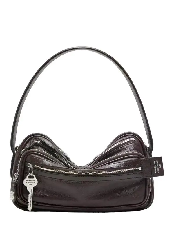 Acne Studios Leather Shoulder Bag With Key Charm - Brown