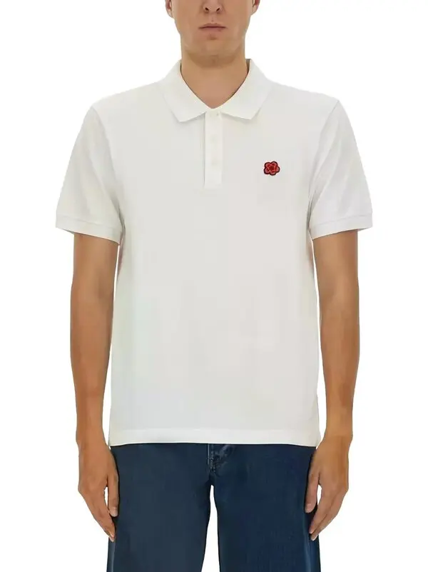 Kenzo Boke Flower Embroidered Polo Shirt - White