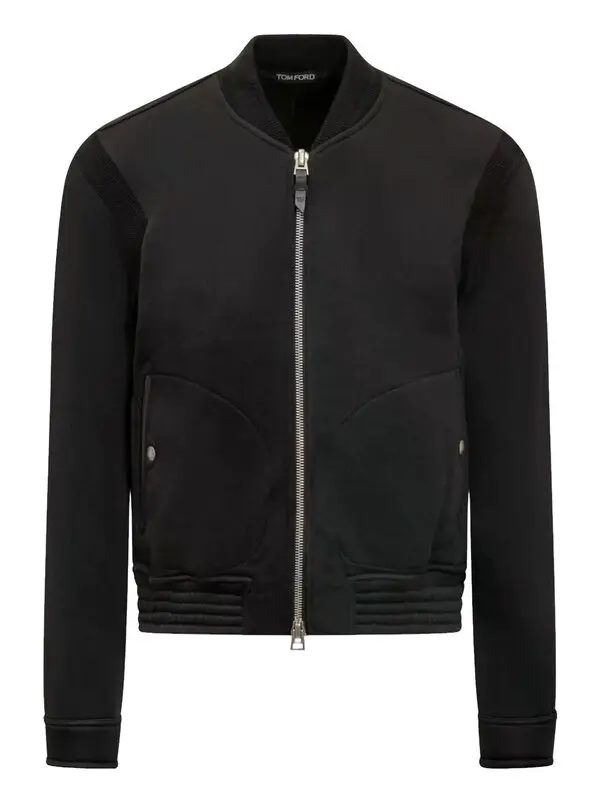TOM FORD Ribbed-panel Zip-front Bomber Jacket - Black