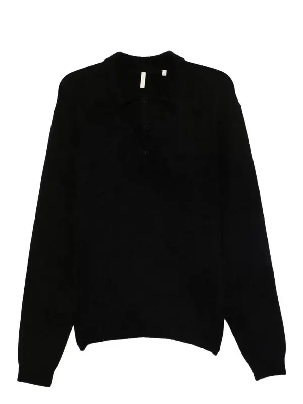 SUNFLOWER Polo-collar Sweater - Black