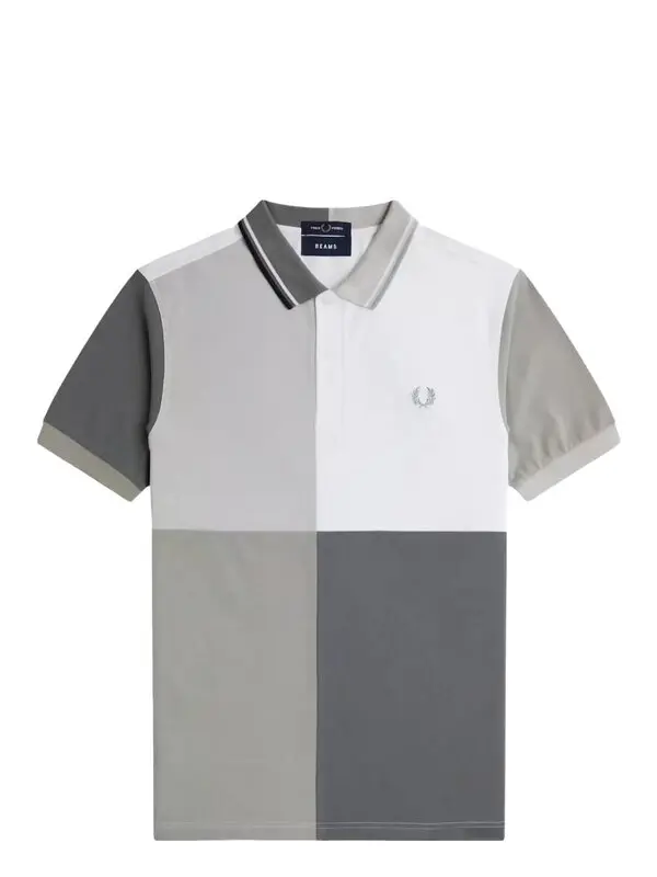 Fred Perry X Beams Panelled Cotton Polo Shirt - Grey