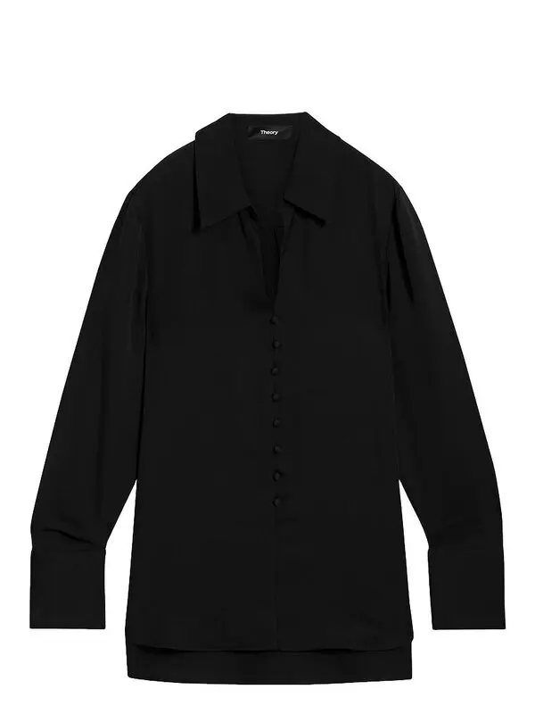 Theory Silk Crepe De Chine Blouse - Black