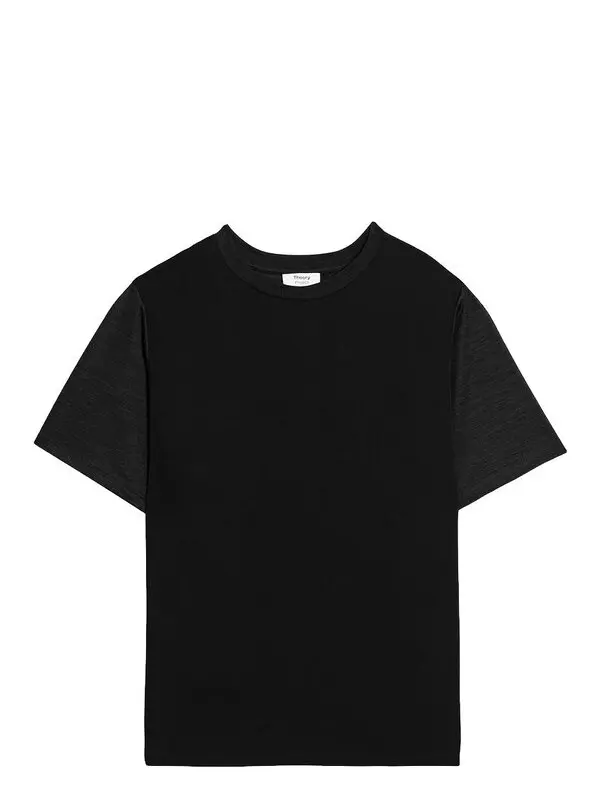 Theory Jersey-paneled T-shirt - Black