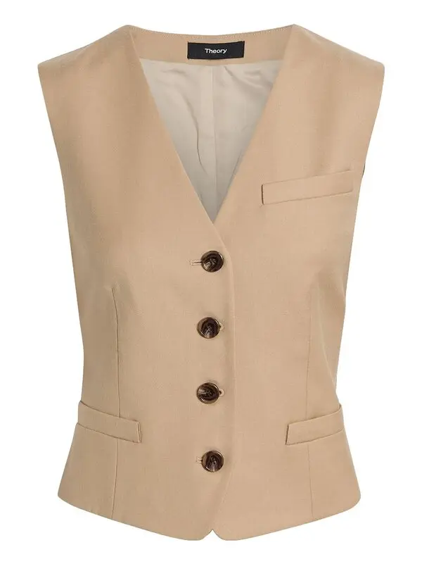 Theory Wool-twill Vest - Beige