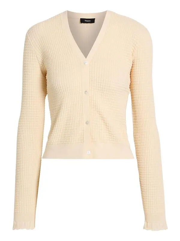 Theory Waffle-knit Cotton-blend Cardigan - Pastel Orange