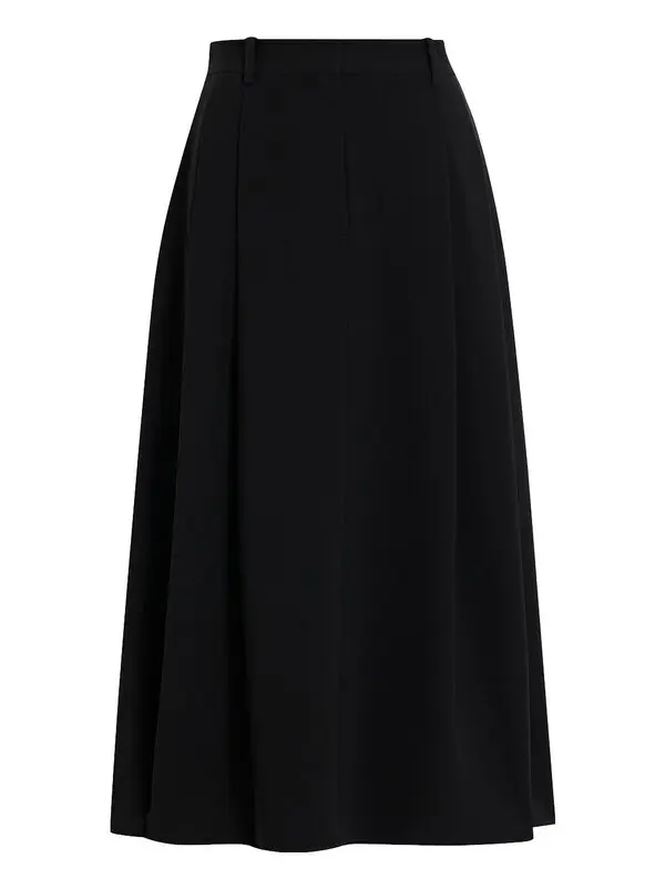 Theory Pleated Crepe Midi Skirt - Black