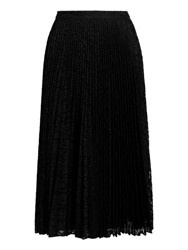 Theory Pleated Lace Midi Skirt - Black
