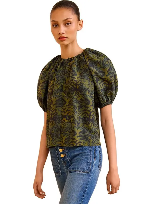 Ulla Johnson Talie Short Sleeve Blouse - Desert Jasper