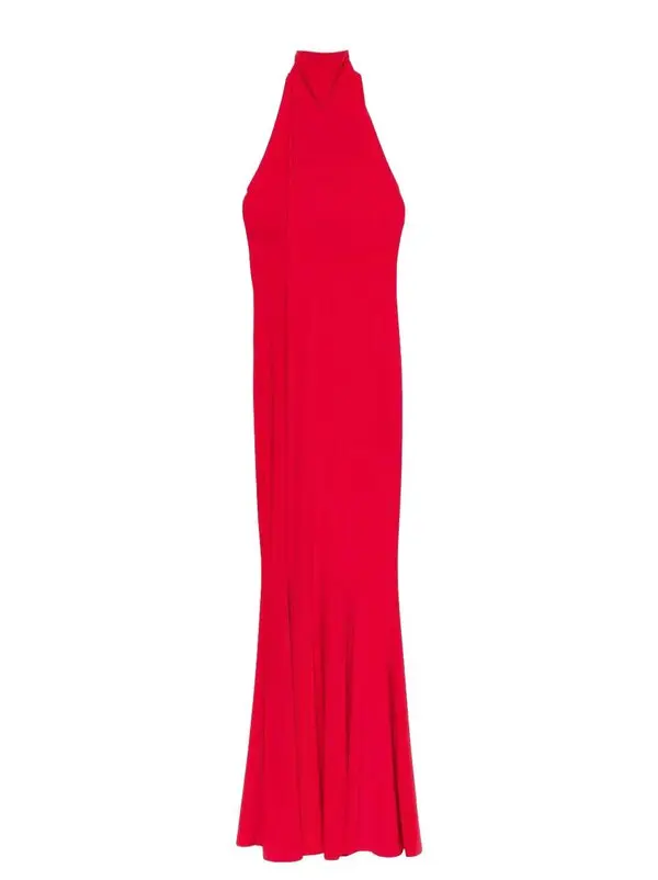 Norma Kamali Halterneck Flare Dress - Red