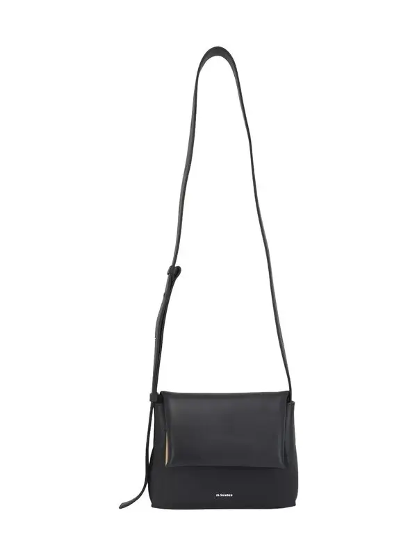 JIL SANDER Flap-detail Shoulder Bag - Black
