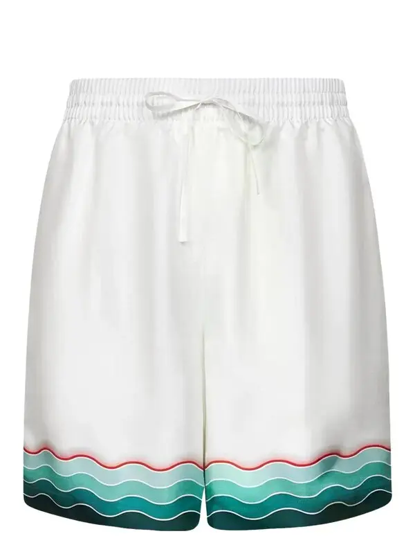 Casablanca Montagne Ondulee Silk Shorts - White