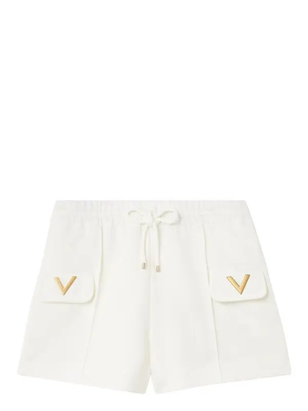 Valentino Garavani Embellished Stretch-jersey Shorts - White