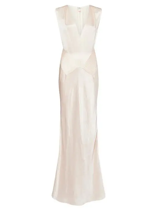 Tove Alix V-neck Silk Gown - Pale Nude