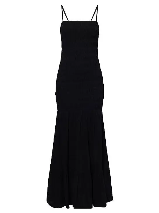 PRETTY LAVISH Shirred Woven Maxi Dress - Black