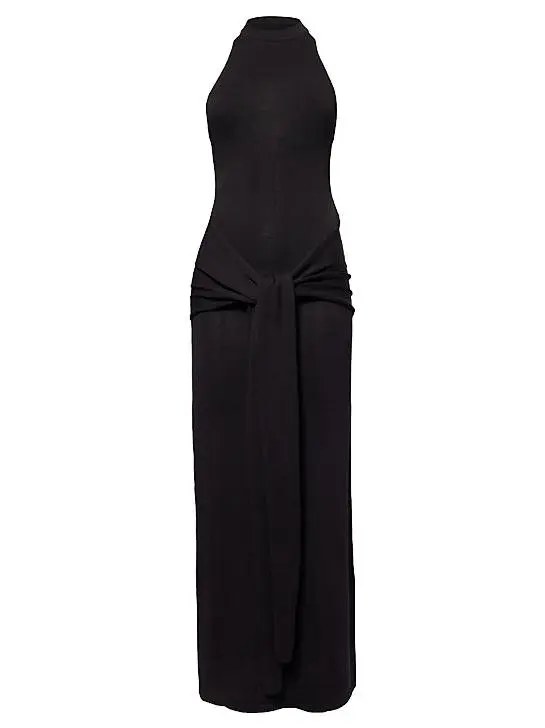 PRETTY LAVISH Bernelle Halterneck Woven Maxi Dress - Black