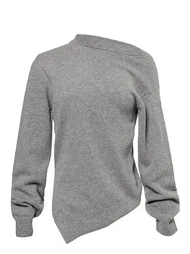 ROHE FRAMES Asymmetric Wool-cashmere Knit Jumper - Mid Grey Melange