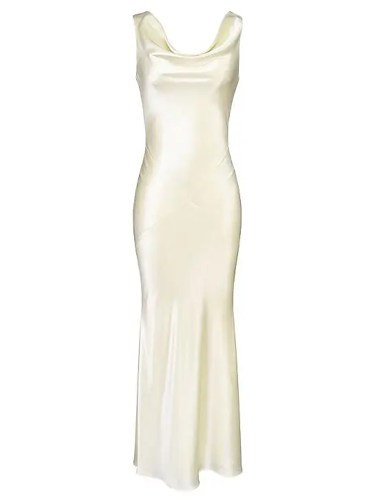 House Of Cb Safaira Cowl-neck Maxi Dress - Lemon