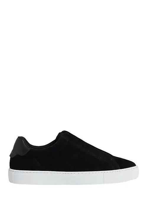REISS Suede Slip-on Low-top Trainers - Black