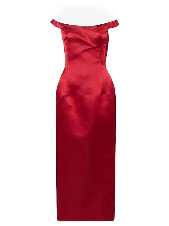 Magda Butrym Off-the-shoulder Sleeveless Silk Midi Dress - Bordeaux