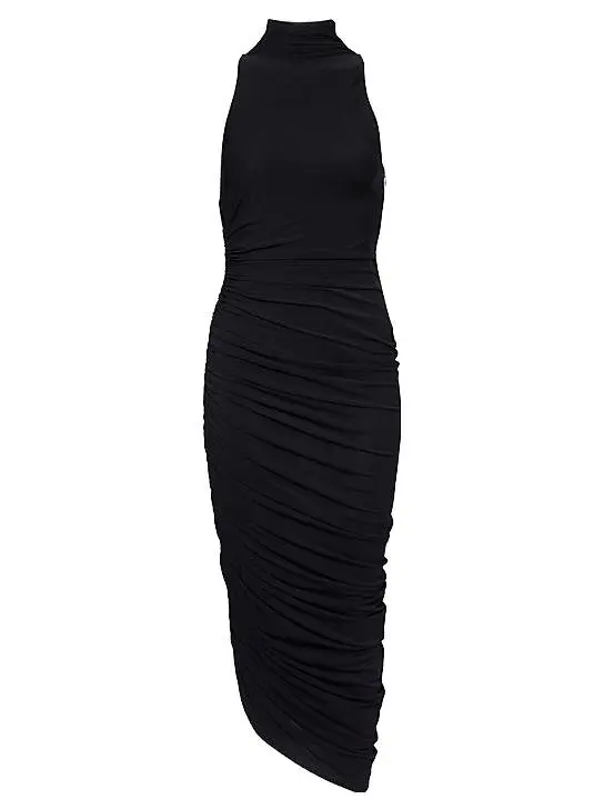 Jacquemus Piazza Draped Stretch-woven Maxi Dress - Black