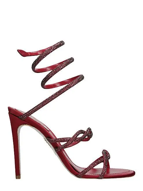 Rene Caovilla Cleo Twist 105 Crystal-embellished Heeled Sandals - Red