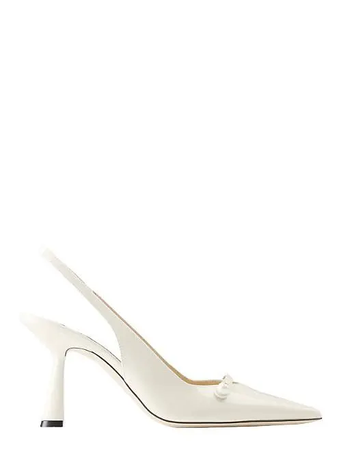 JIMMY CHOO Amita 85 Patent Leather Slingbacks - Latte/latte