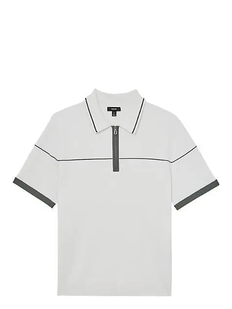REISS Bradford Contrast-seam Half-zip Stretch-knit Polo - White Green