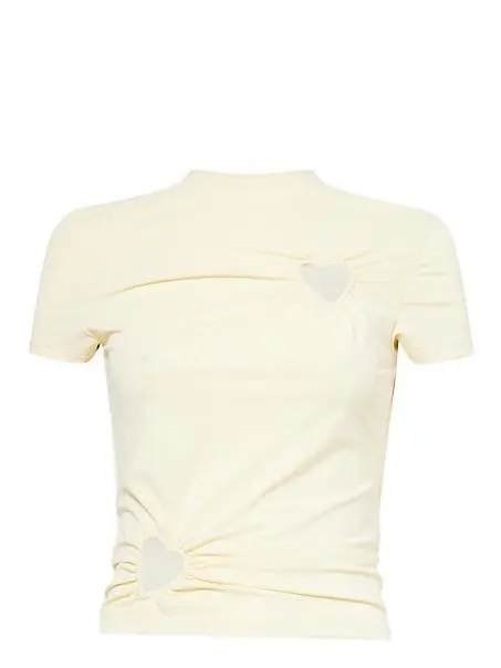 AMY LYNN Heart Cut-out Woven Top - Lemon