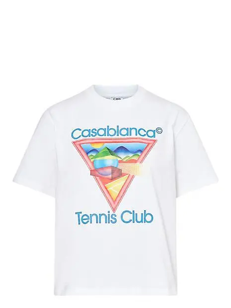 Casablanca Tennis Club Printed Cotton-jersey T-shirt - White