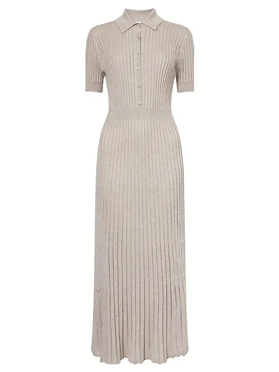 Gabriela Hearst Amor Ribbed Silk-cashmere Knit Midi Dress - Oatmeal