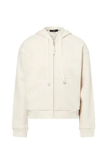 Max Mara Cotton-blend Hoody With Brand Embroidery - Ivory