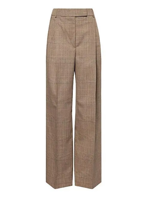 ROHE FRAMES Tailored Wide-leg Wool Trousers - Prince Of Wales