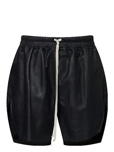 Rick Owens Relaxed-fit Leather Shorts With Side Splits - Black