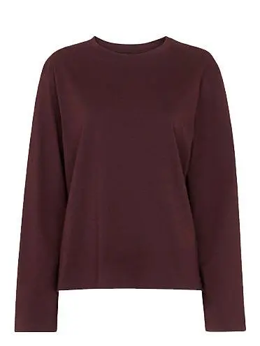 Whistles Relaxed-fit Long-sleeve Cotton T-shirt - Plum/claret