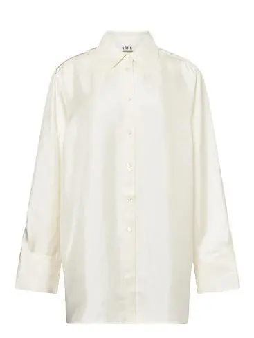 ROHE FRAMES Deconstructed Open-panel Silk Shirt - Cream